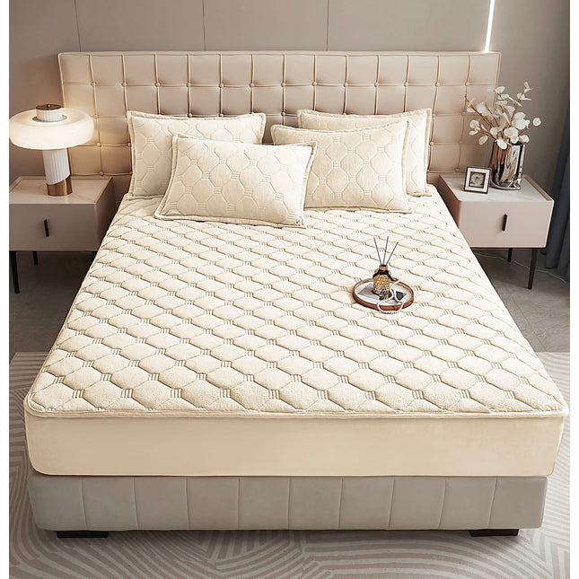 Husa / Topper cu elastic + 2 fețe de pernă – DerCasa