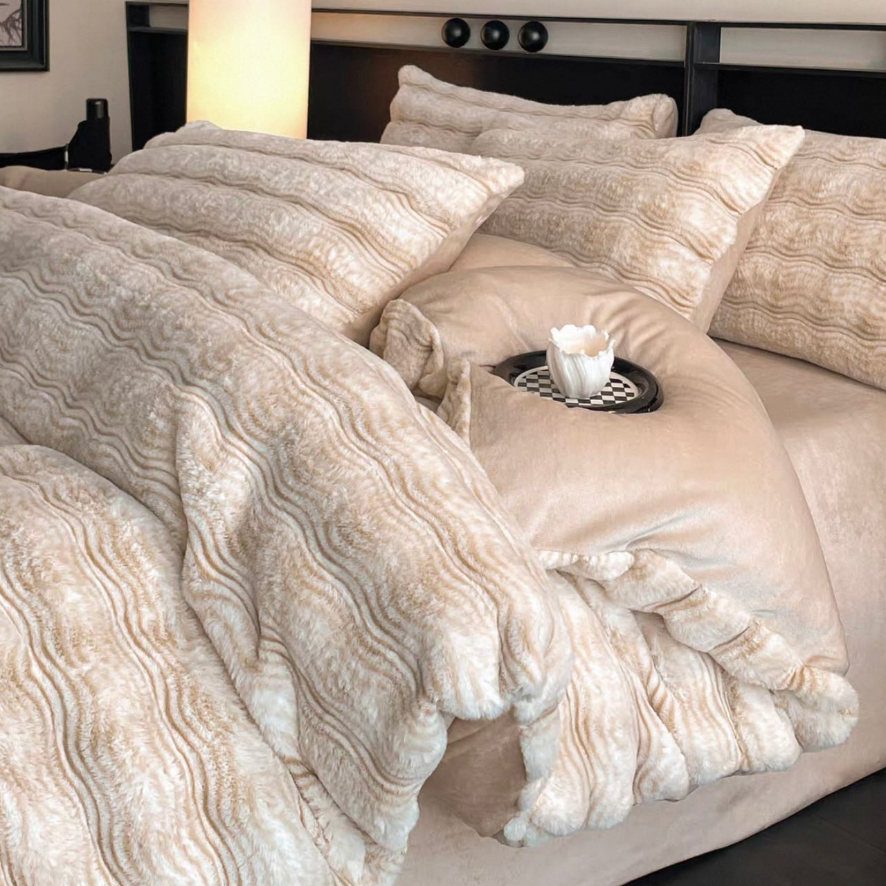 Set de Lux din blană de iepure artificială, 4 piese, Cod: BYK3 – DerCasa